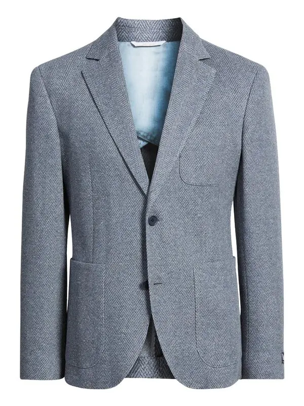 Nordstrom Henrik Trim Fit Herringbone Knit Sport Coat - Grey Oscar Herringbone