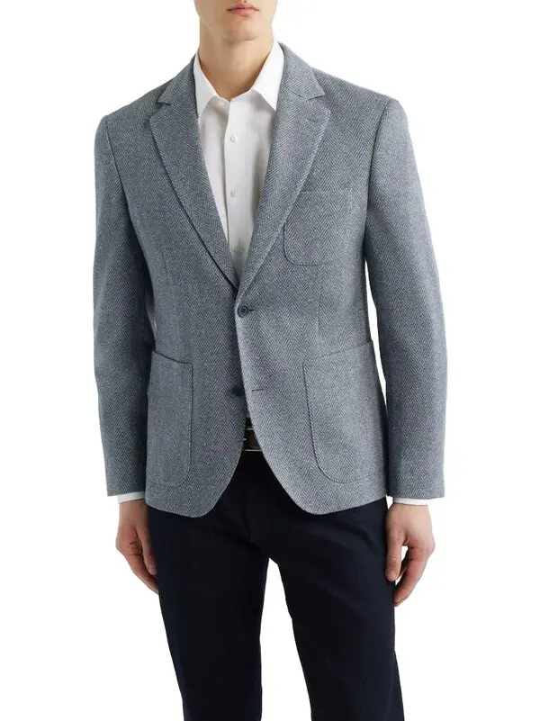 Nordstrom Henrik Trim Fit Herringbone Knit Sport Coat - Grey Oscar Herringbone