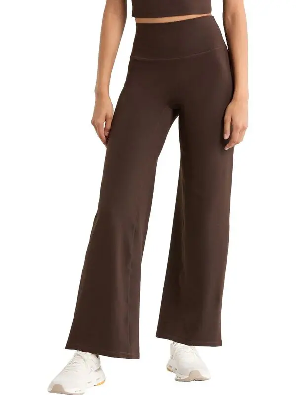 Zella Zen High Waist Straight Leg Pants - Brown Mole