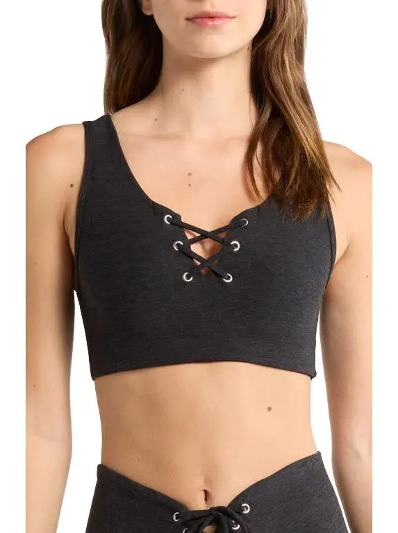 Year Of Ours Football Stretch Sports Bra - Heather Black