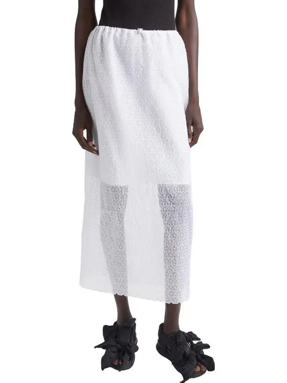 Cecilie Bahnsen Windflower Embroidered Organza Midi Skirt - White