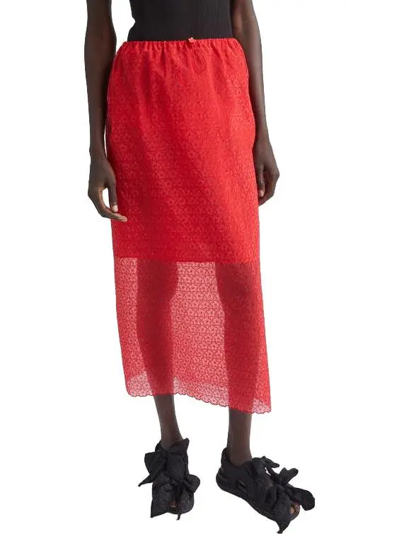Cecilie Bahnsen Donna Windflower Embroidered Organza Midi Skirt - Red