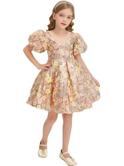 TULLEEN Lamore Floral Dress - Champagne
