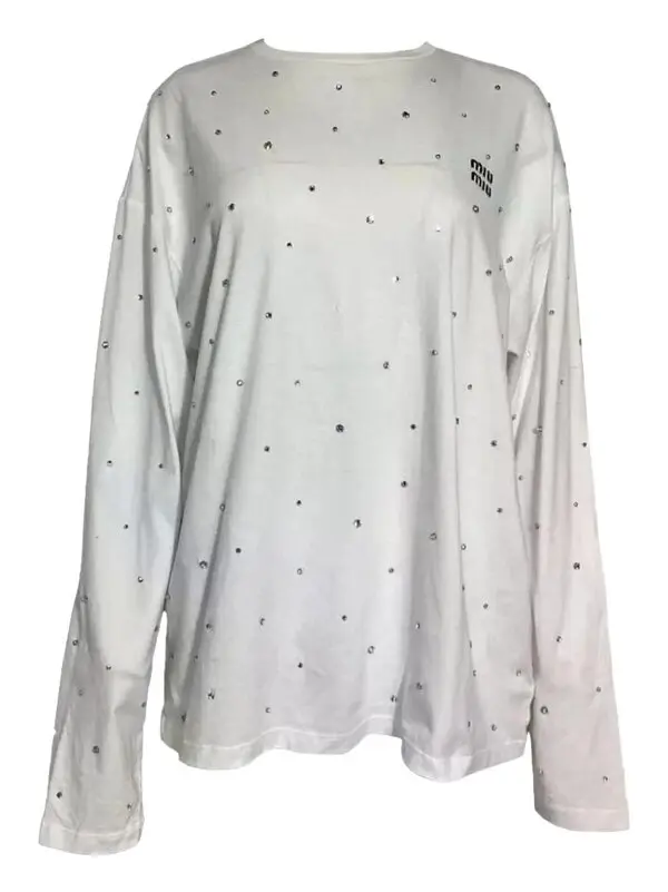 Miu Miu Crystal-embellished T-shirt - White