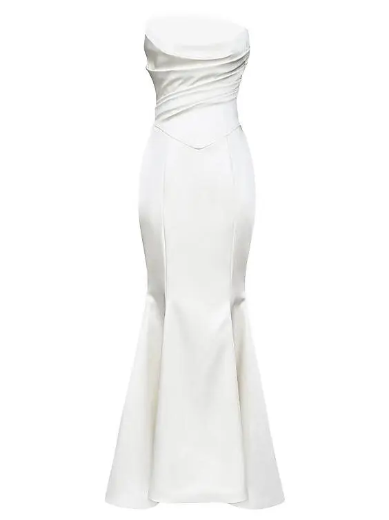House Of Cb Veronique Strapless Satin Bridal Gown - Ivory