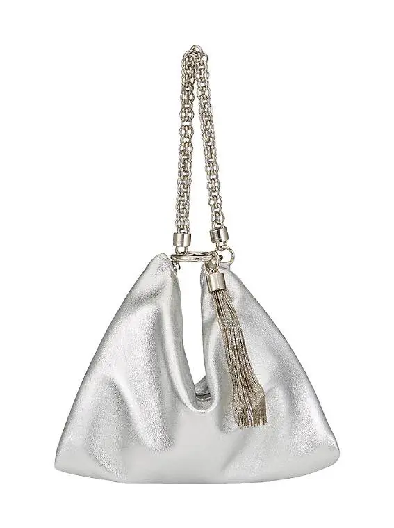JIMMY CHOO Callie Leather Clutch - Silver