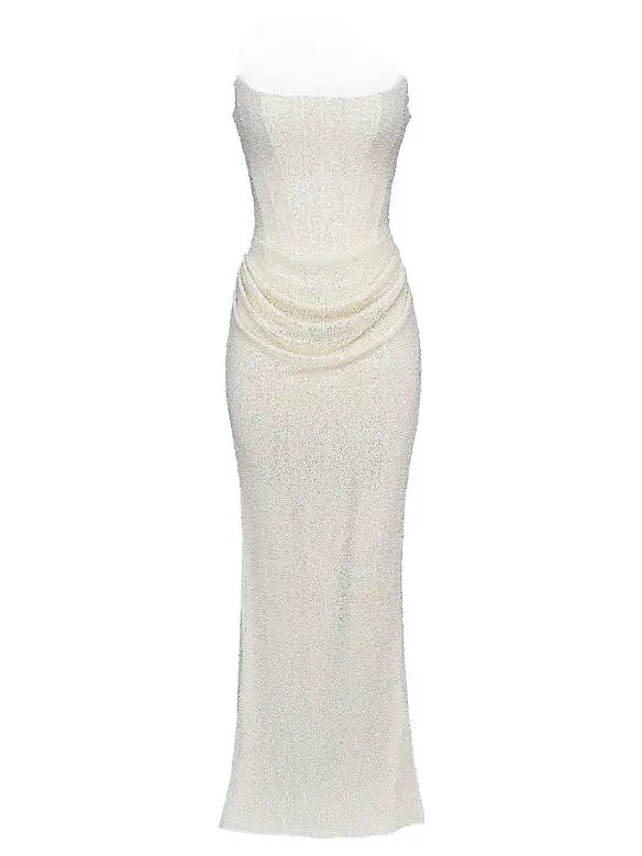 House Of Cb Dove Bead-embellished Mesh Bridal Gown - Ivory