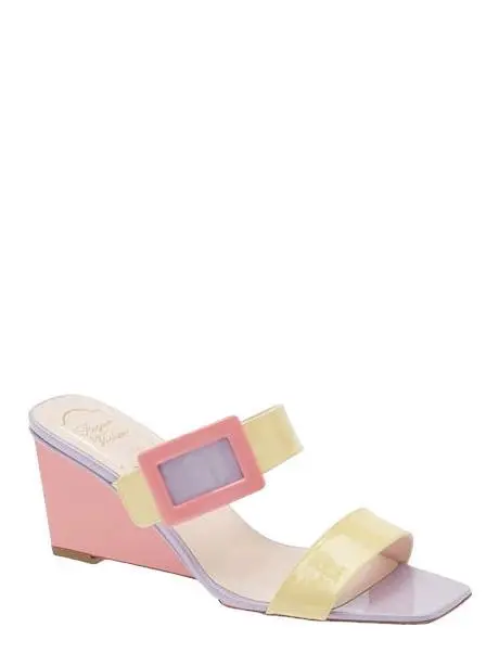 ROGER VIVIER Belle Vivier Wedge Sandal - Yellow/violet/pink