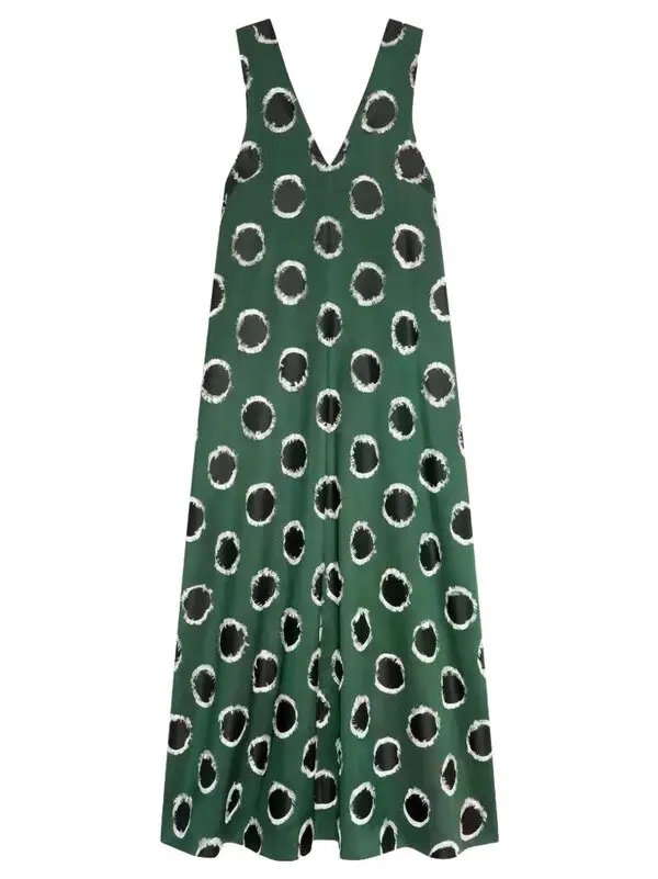 Dries Van Noten Fil Coupé Silk Maxi Dress - Green