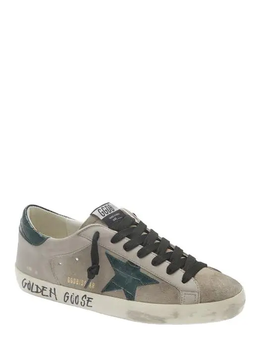 GOLDEN GOOSE Super-star Leather Sneaker - Grey/beige/green