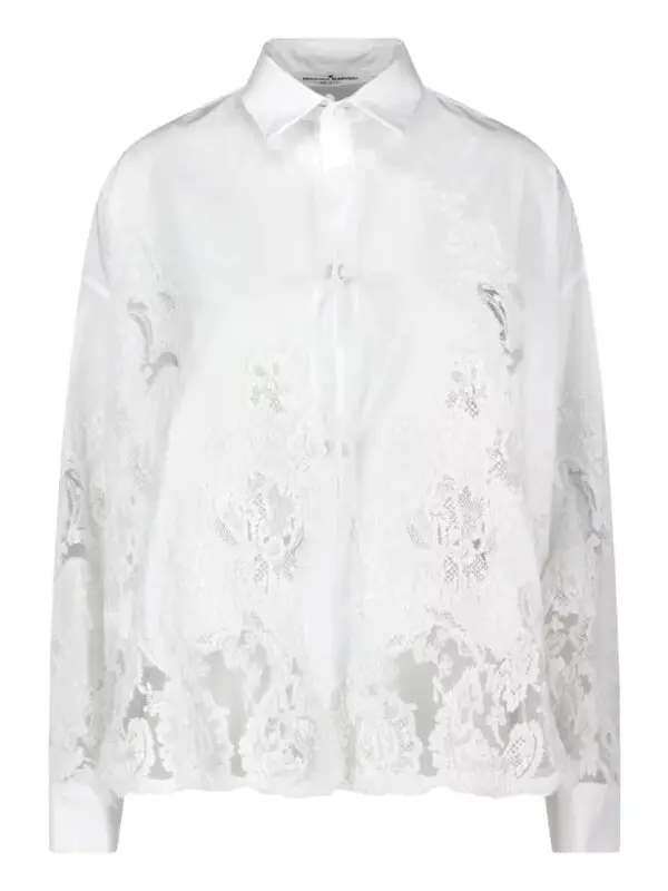Ermanno Scervino Lace Detail Button-up Shirt - White