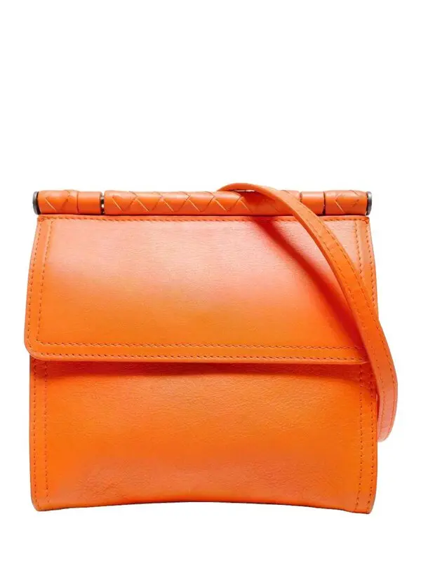 Bottega Veneta 2000s Intrecciato Leather Shoulder Bag - Orange