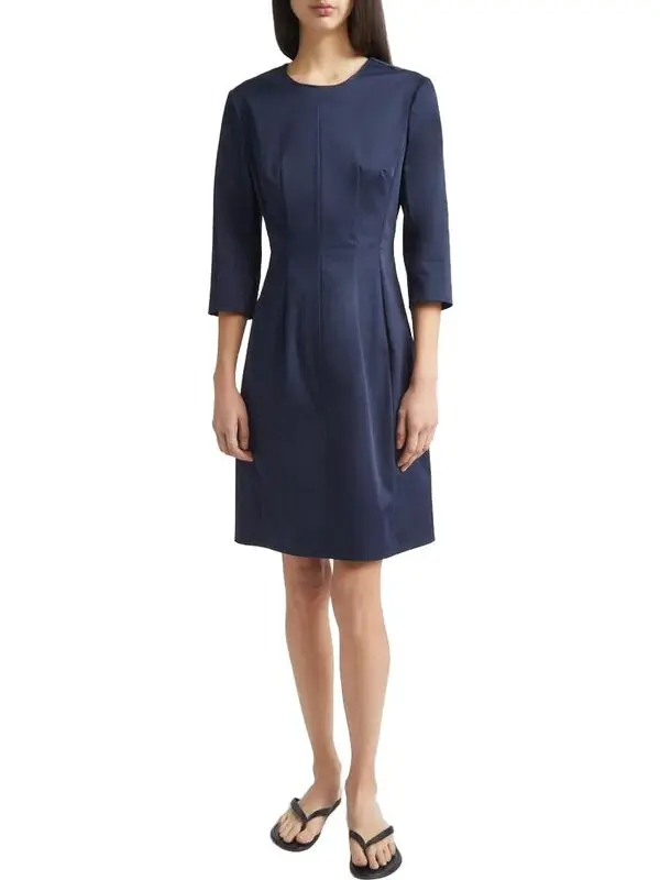 Partow Blair Stretch Cotton Sheath Dress - Navy