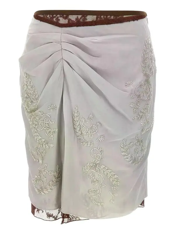 JACQUES Floral-embroidered Skirt - Grey