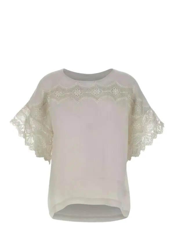 MAURIZIO MYKONOS Lace-embroidered Blouse - Neutrals