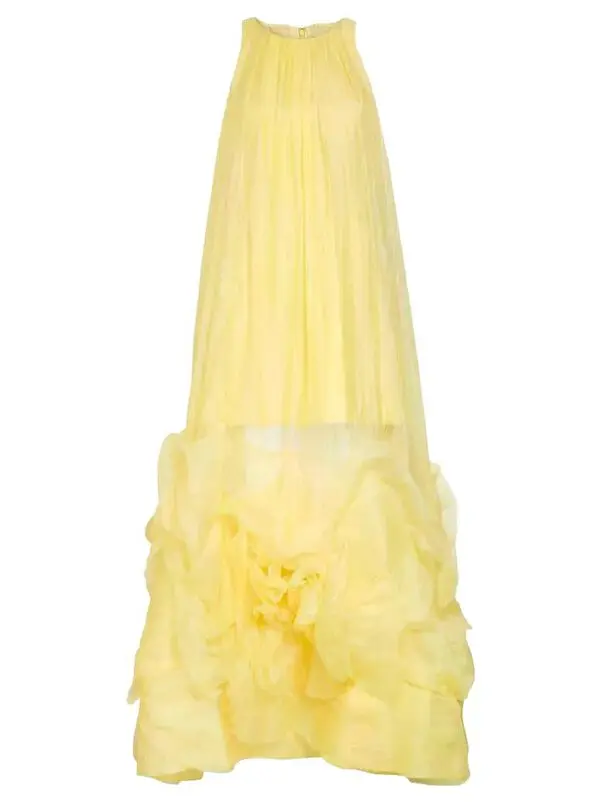Aje Ecliptica Crinkled-ruffled Maxi Dress - Yellow