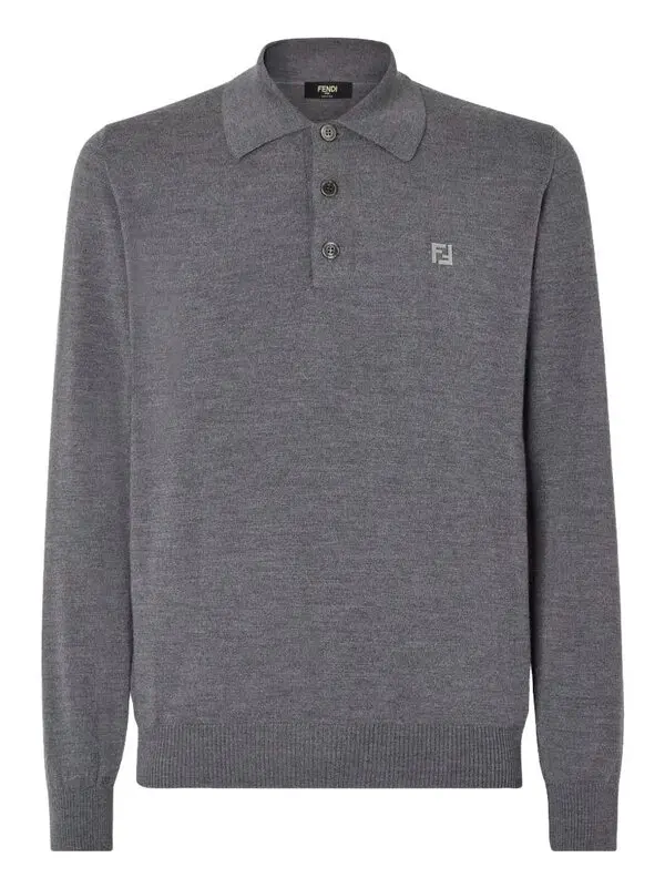 Fendi Long-sleeve Polo Shirt - Grey
