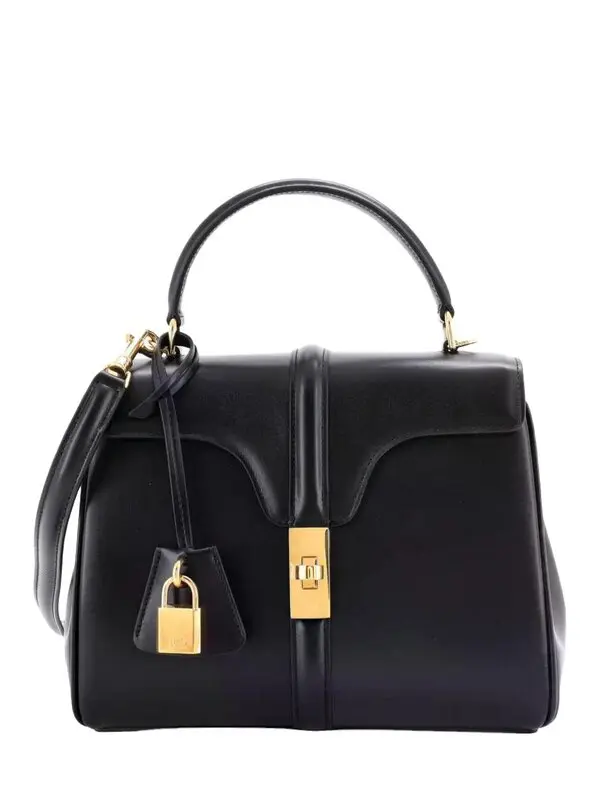 Celine 16 Top Handle Bag Small Satchel Smooth Calfskin - Black