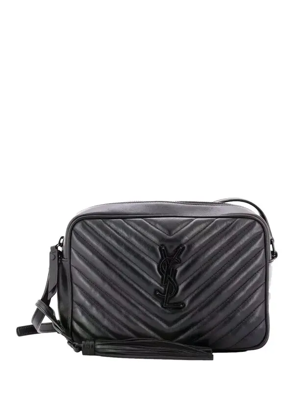 Saint Laurent Lou Camera Bag Matelasse Chevron Leather Small - Black