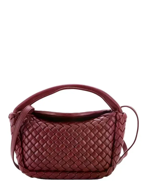 Bottega Veneta Cobble Top Handle Padded Intrecciato Satchel - Red