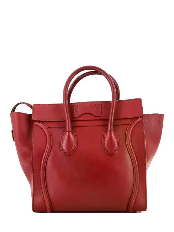 Celine Luggage Bag Smooth Leather Mini Tote Bag - Red