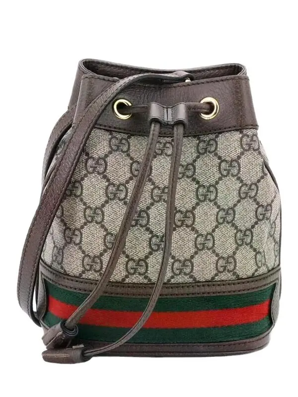 Gucci Ophidia Gg Coated Canvas Mini Bucket Bag - Brown