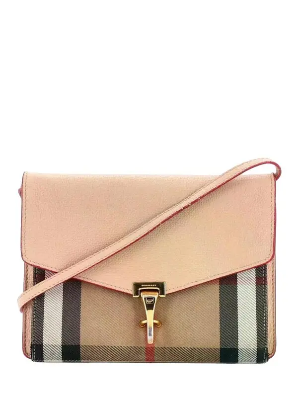 Burberry Macken Leather And House Check Canvas Small Crossbody Bag - Neutrals