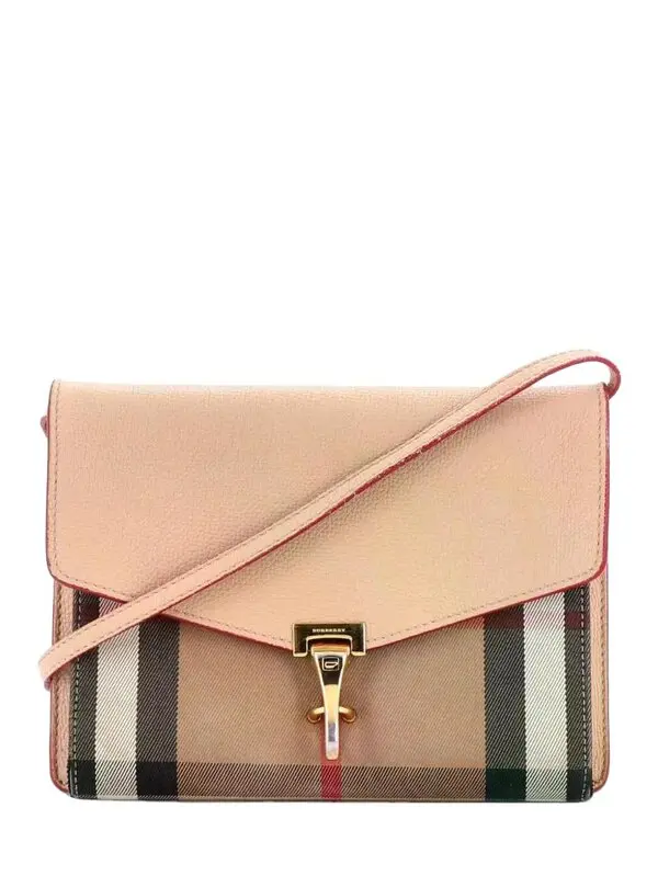 Burberry Macken Leather And House Check Canvas Small Crossbody Bag - Neutrals