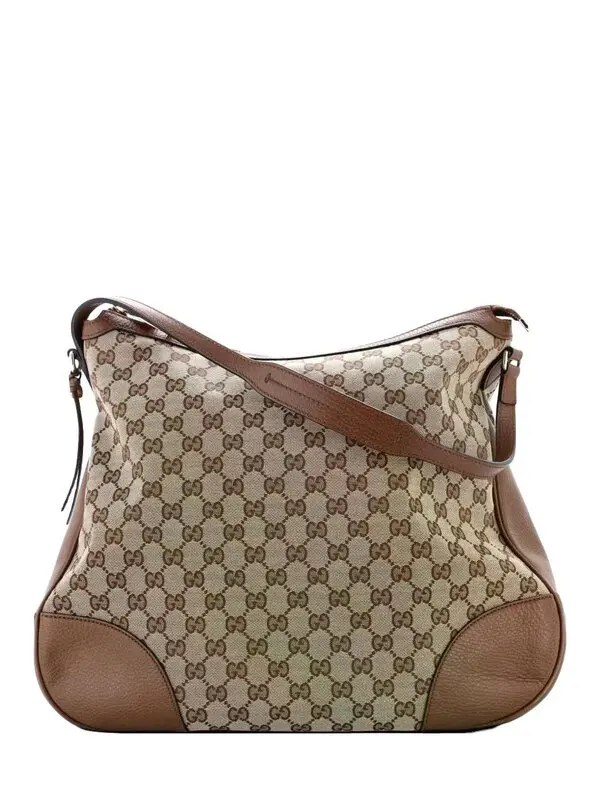 Gucci Gg Canvas And Leather Large Hobo Bag - Brown