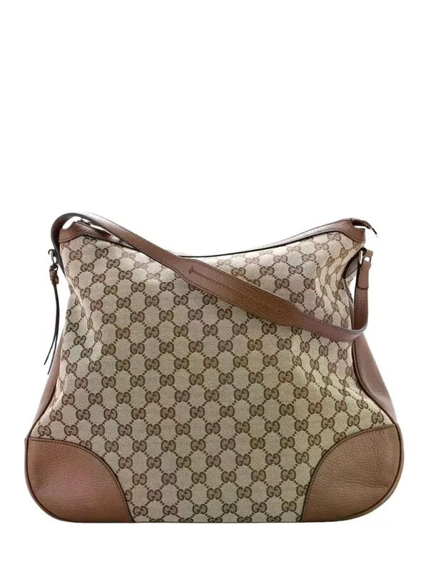 Gucci Gg Canvas And Leather Large Hobo Bag - Brown