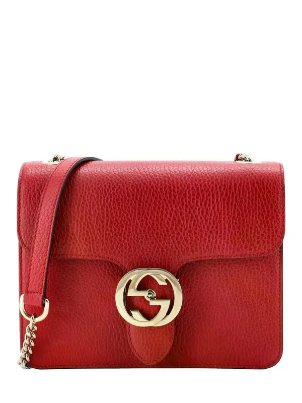 Gucci Interlocking Leather Small Shoulder Bag - Red