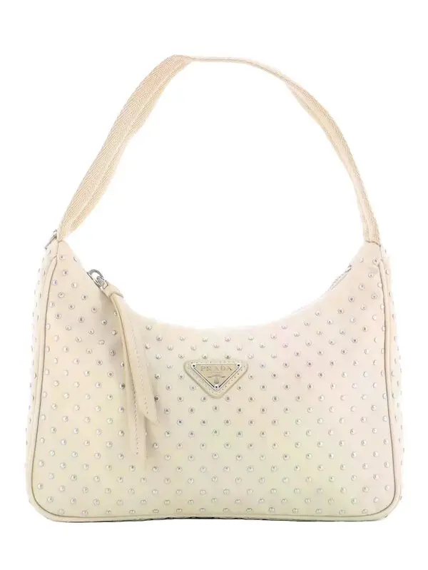 Prada Re-edition 2000 Studded Hobo Mini Shoulder Bag - Neutrals
