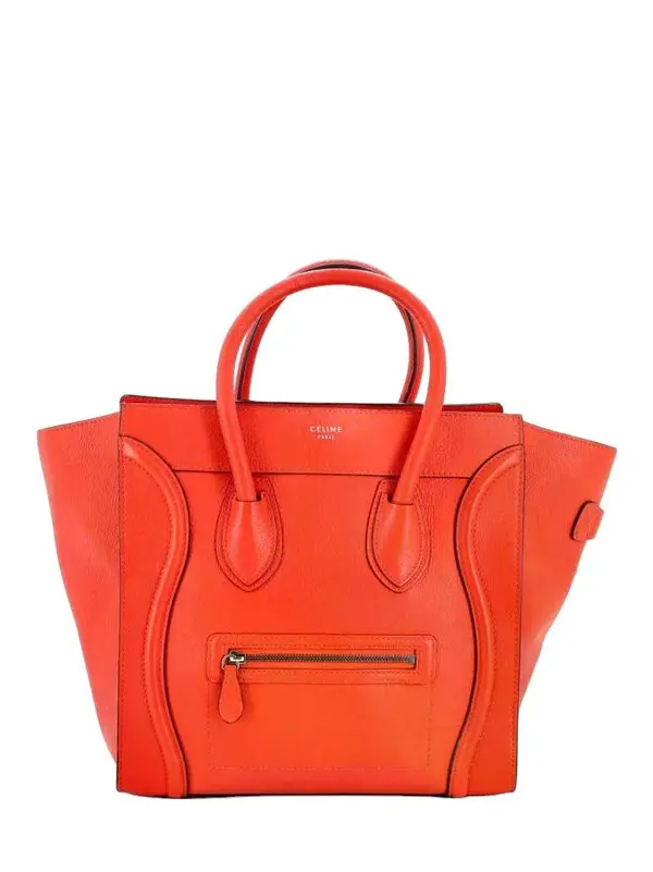 Celine Luggage Bag Grainy Leather Mini Tote - Red