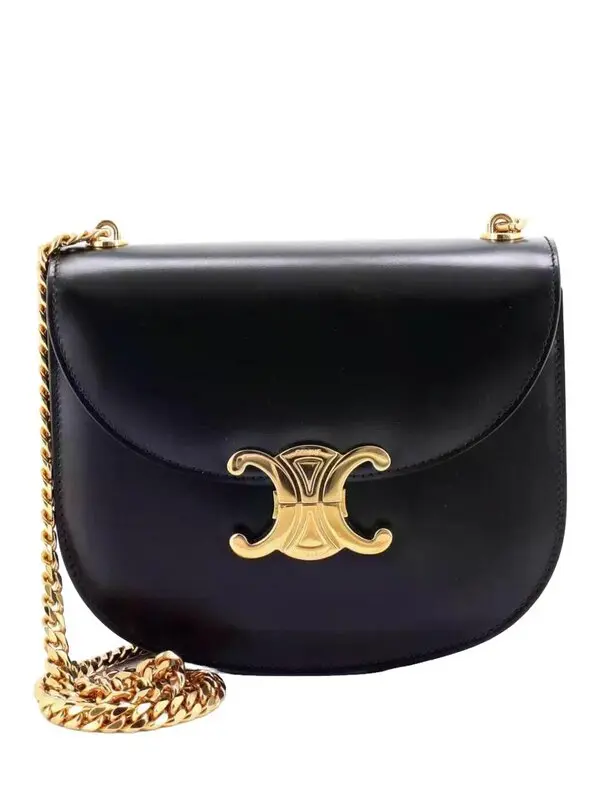 Celine Triomphe Besace Clea Chain Flap Bag - Black