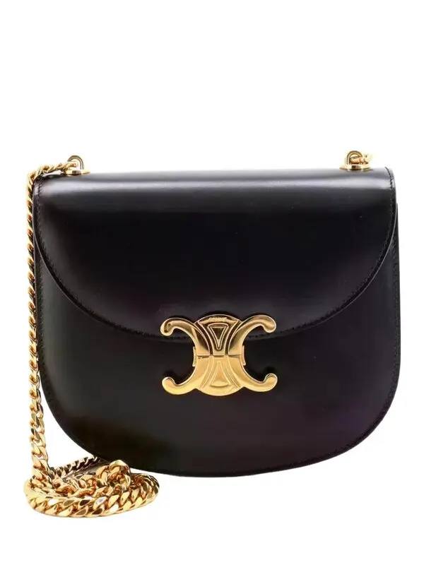 Celine Triomphe Besace Clea Chain Flap Bag - Black