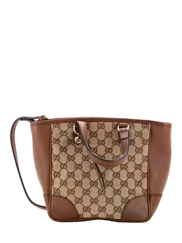 Gucci Bree Convertible Tote Gg Canvas With Leather Small Crossbody Bag - Brown