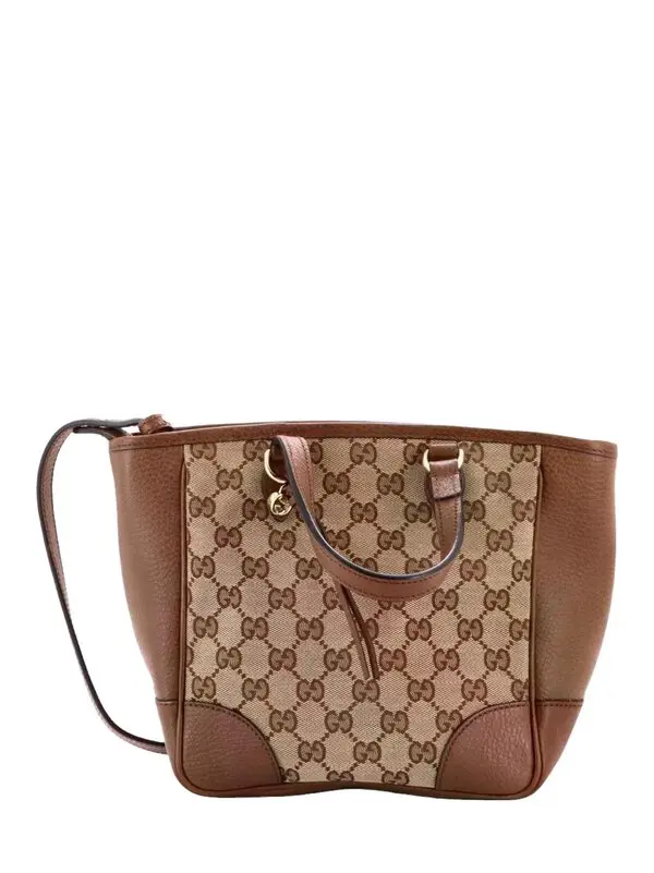 Gucci Bree Convertible Tote Gg Canvas With Leather Small Crossbody Bag - Brown
