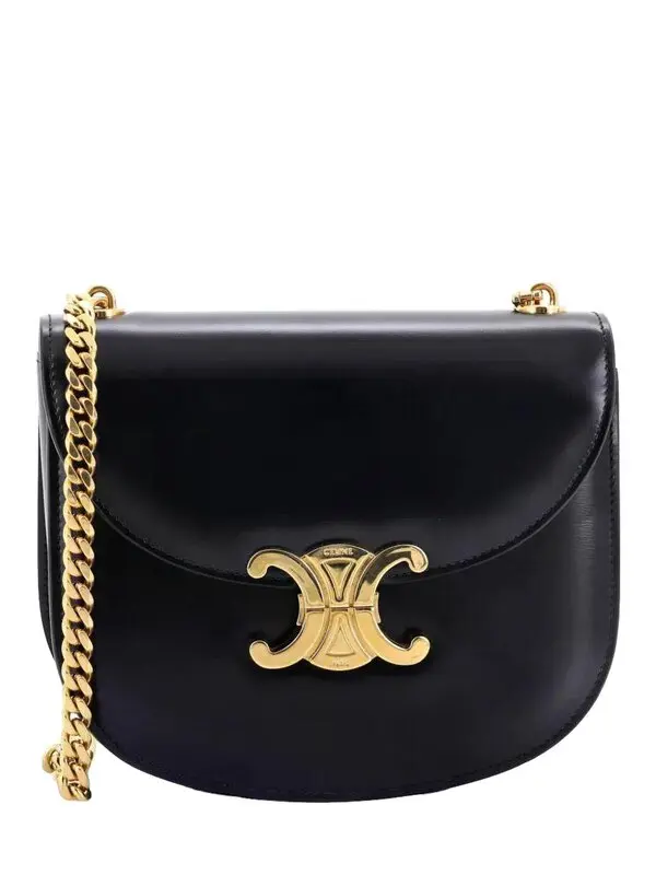 Celine Triomphe Besace Clea Chain Flap Bag - Black