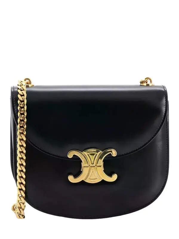 Celine Triomphe Besace Clea Chain Flap Bag - Black