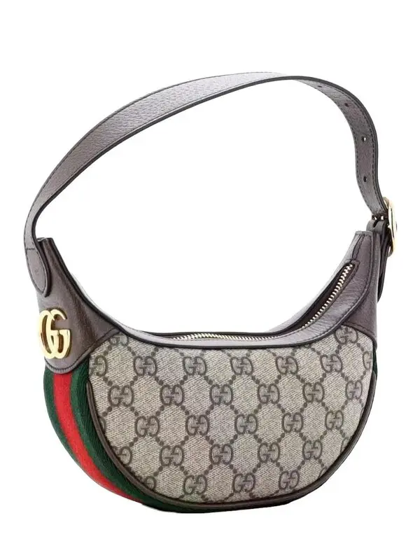 Gucci Ophidia Gg Coated Canvas Half Moon Mini Hobo Bag - Brown