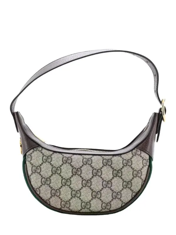 Gucci Ophidia Gg Coated Canvas Half Moon Mini Hobo Bag - Brown