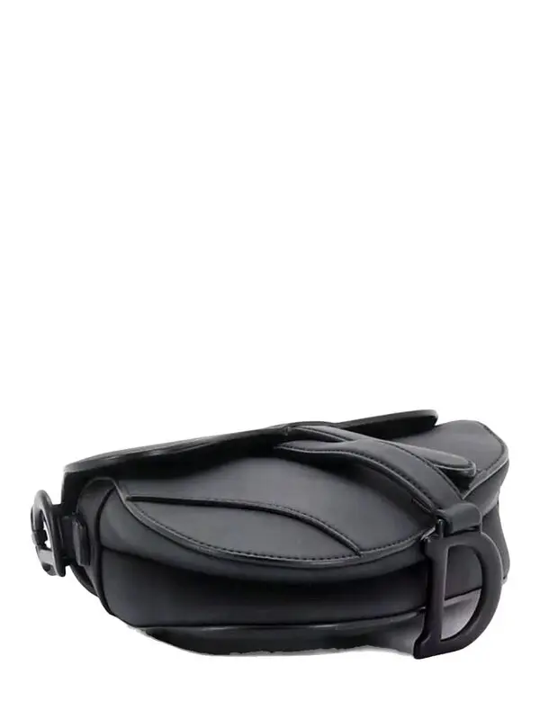 Dior Ultra Matte Saddle Handbag Leather Mini Shoulder Bag - Black