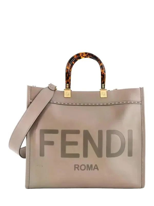 Fendi Sunshine Shopper Leather Medium Tote Bag - Brown