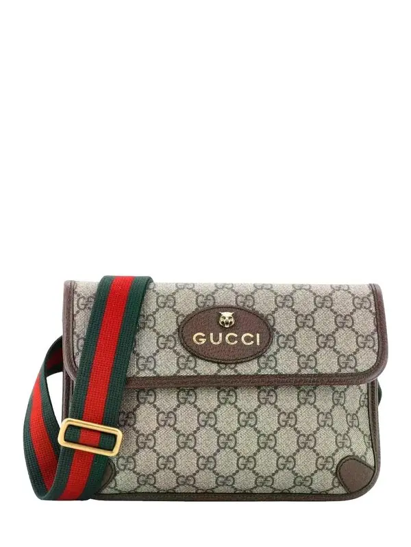 Gucci Neo Vintage Flap Gg Coated Canvas Belt Bag - Brown