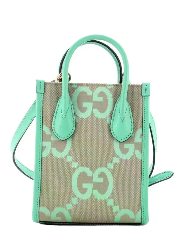 Gucci Vertical Tote Jumbo Gg Canvas Mini Crossbody Bag - Green