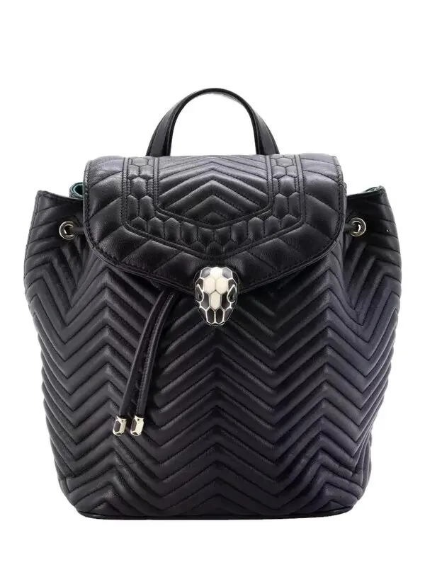 BVLGARI Serpenti Forever Quilted Leather Medium Backpack - Black