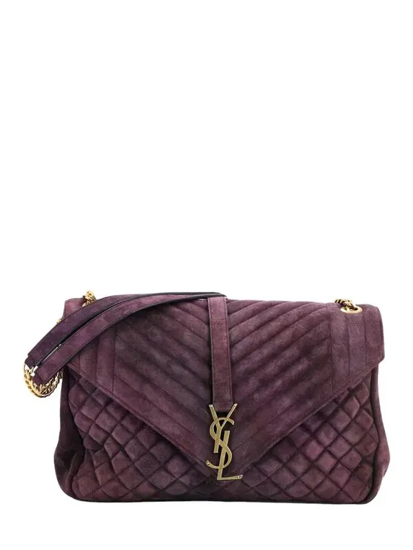 Saint Laurent Monogram Slouchy Envelope Satchel - Purple