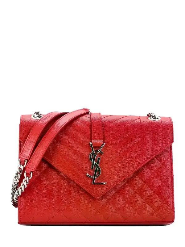 Saint Laurent Monogram Envelope Satchel Medium - Red