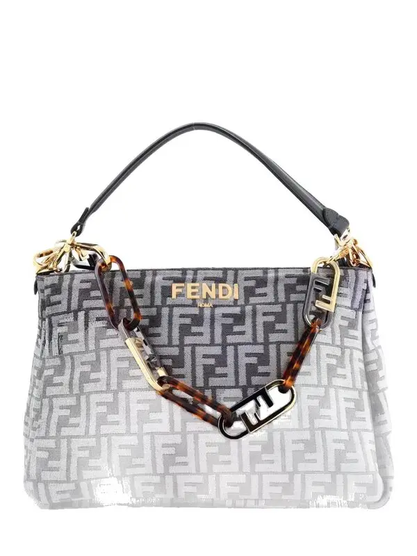 Fendi Zucca Chenille O'lock Zip Shoulder Bag - Grey
