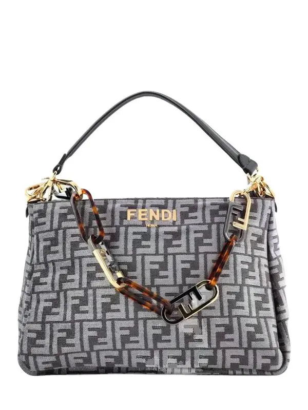 Fendi Zucca Chenille O'lock Zip Shoulder Bag - Grey